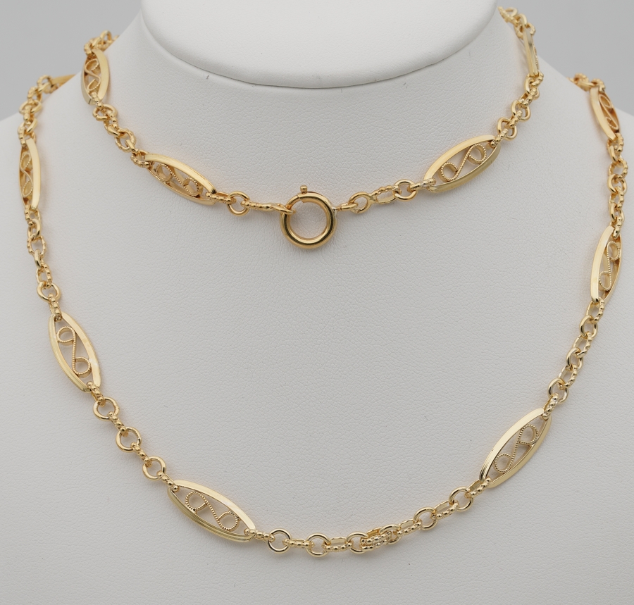 French Antique Victorian Sautoir Chain Sterling Silver 18ct Gold Gilt ...