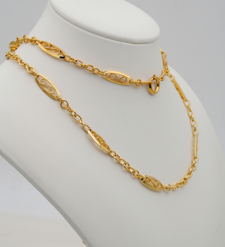 French Antique Victorian Sautoir Chain Sterling Silver 18ct Gold Gilt ...